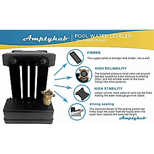 Amptyhub Pool Water Leveler, Included Pressure reducing Valve, Automatically Adjusts Pool Water Level, User Friendly Design (Black)