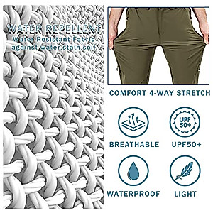 Postropaky Mens Hiking Quick Dry Lightweight Waterproof Fishing Pants Outdoor Travel Climbing Stretch Pants(Green32x32)