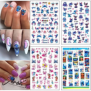 12 Sheets Cute Nail Art Stickers Cute Cartoon Nail Decals 3D Self Adhesive Nail Art Supplies Cartoon DIY Nail Designs Sticker Luxury Designer Nail Stickers for Girls Women Nail Decorations