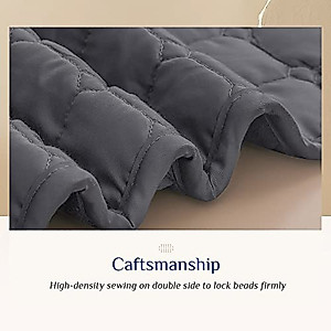 Argstar Cooling Bamboo&Cozy Fleece Weighted Blanket for Adult 15 Lbs on Twin/Full Bed, Small Compartments, Diamond Grid Pattern, Reversible Heavy Blankets with Premium Glass Beads, 48"x72", Dark Grey.