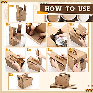 Pickmesh 10 Sets 160 oz Disposable Coffee Dispenser with Insulated Interior Bag Coffee to Go Containers with Handle Portable Heavy Cardboard