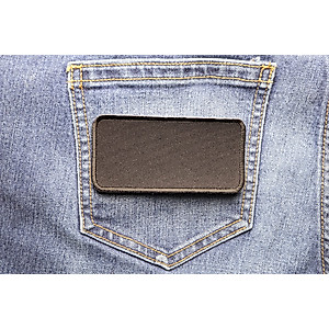 Black 4 Inch Rectangular Blank Patch - by Ivamis Trading - 4x2 inch - Twill Fabric - Paper Backing - Embroidered and Laser Cut Borders