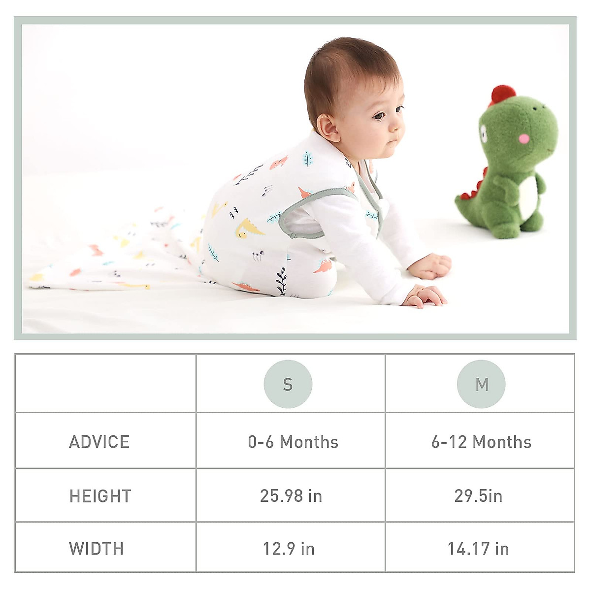 SERAPHY Baby Sleep Sack 6-12 Months, 2-Pack Baby Wearable Blanket with 2-Way Zipper, 0.5 TOG Soft Cotton Toddler Sleeping Sack for Boys Girls