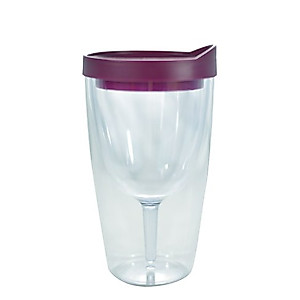 Wine Tumbler - 10oz Insulated Vino Double Wall Acrylic With Merlot Red Drink Through Lid - Wine 2Go!