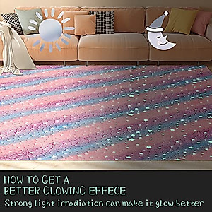 QH Multicolour & Stars Pattern Glow in The Dark Area Rug Area Rug for Living Room Bedroom Playing Room Size 5'x6'