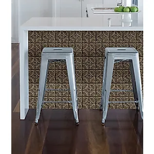 In Home NH4154 Antique Bronze Tin Peel & Stick Backsplash Tiles, Metallic 10 inch x 10 inch