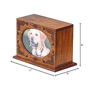 SUPER QUALITY HANDICRAFTS INDIA Wood Cremation Urns For Pet Ashes | Wooden Photo Frame Urn Box For Cat and Dog Ashes | Keepsake Urns | Funeral Urns | Burial Urns | Decorative Urns