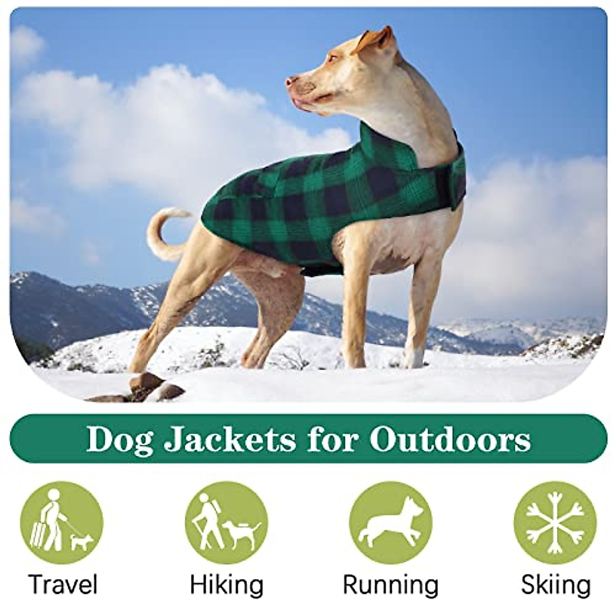 Kuoser Dog Winter Coat, Reversible Dog Jacket, Warm Dog Coat British Style Puppy Cold Weather Coat, Windproof Dog Clothes Dog Vest for Small Medium and Large Dogs Green 3XL