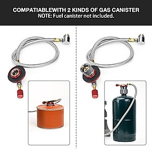 Onlyfire Portable Propane Gas Grill, Stainless Steel Camping Grill Detachable Tabletop BBQ Grill with Handles and Hose for Outdoor Cooking, Camping and Garden