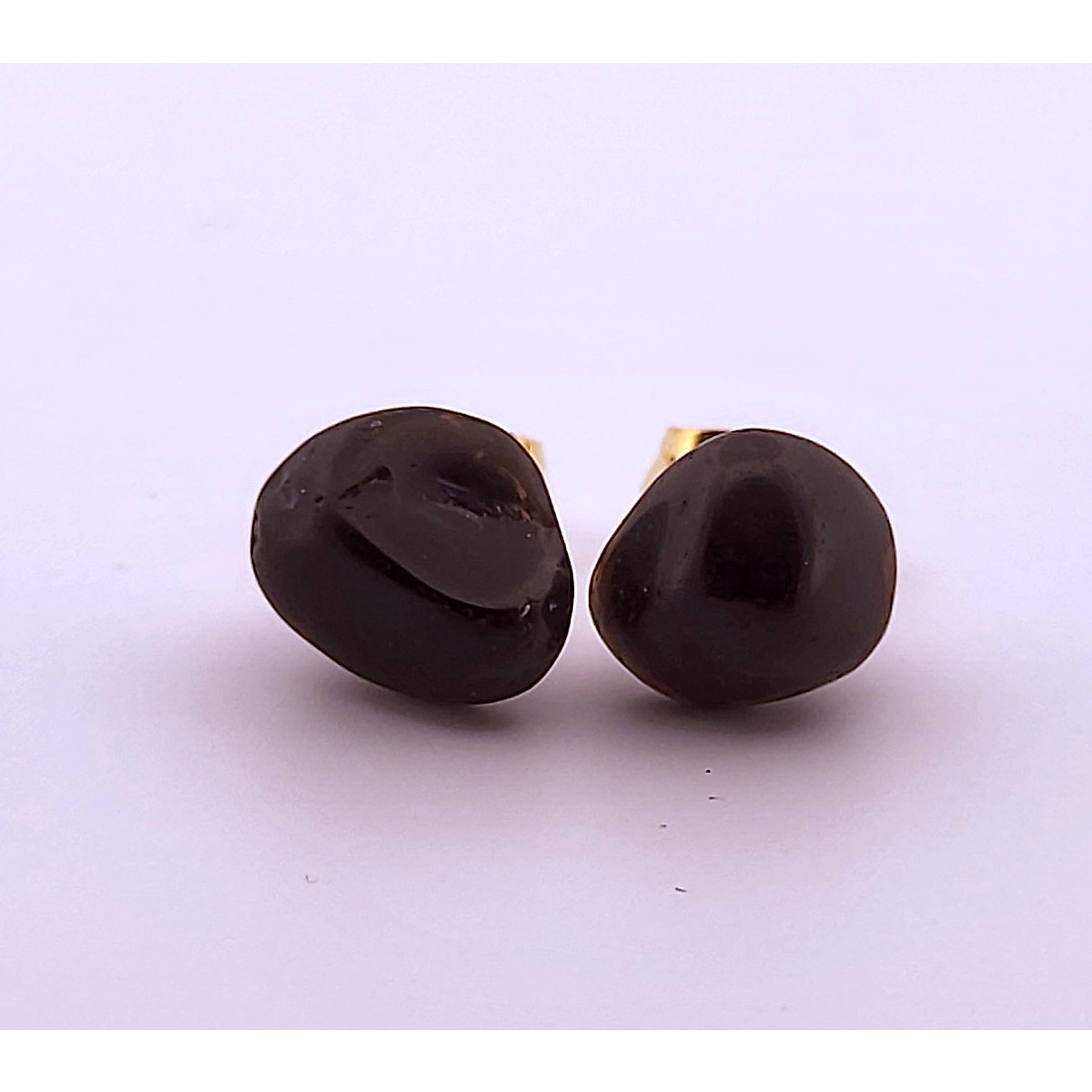 Natural Black Onyx Gold Stud Earrings NBOGSE4