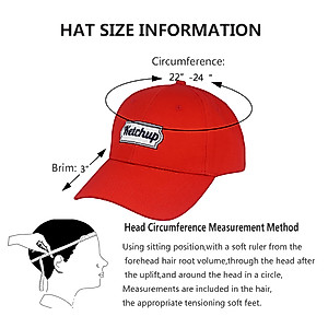 Ketchup Mustard Cap for Couple Mr. Mrs. Husband Wife Boyfriend Girlfriend, Adjustable Cotton Embroidered Hat for Birthday Christmas Thanksgiving Gifts (Red)