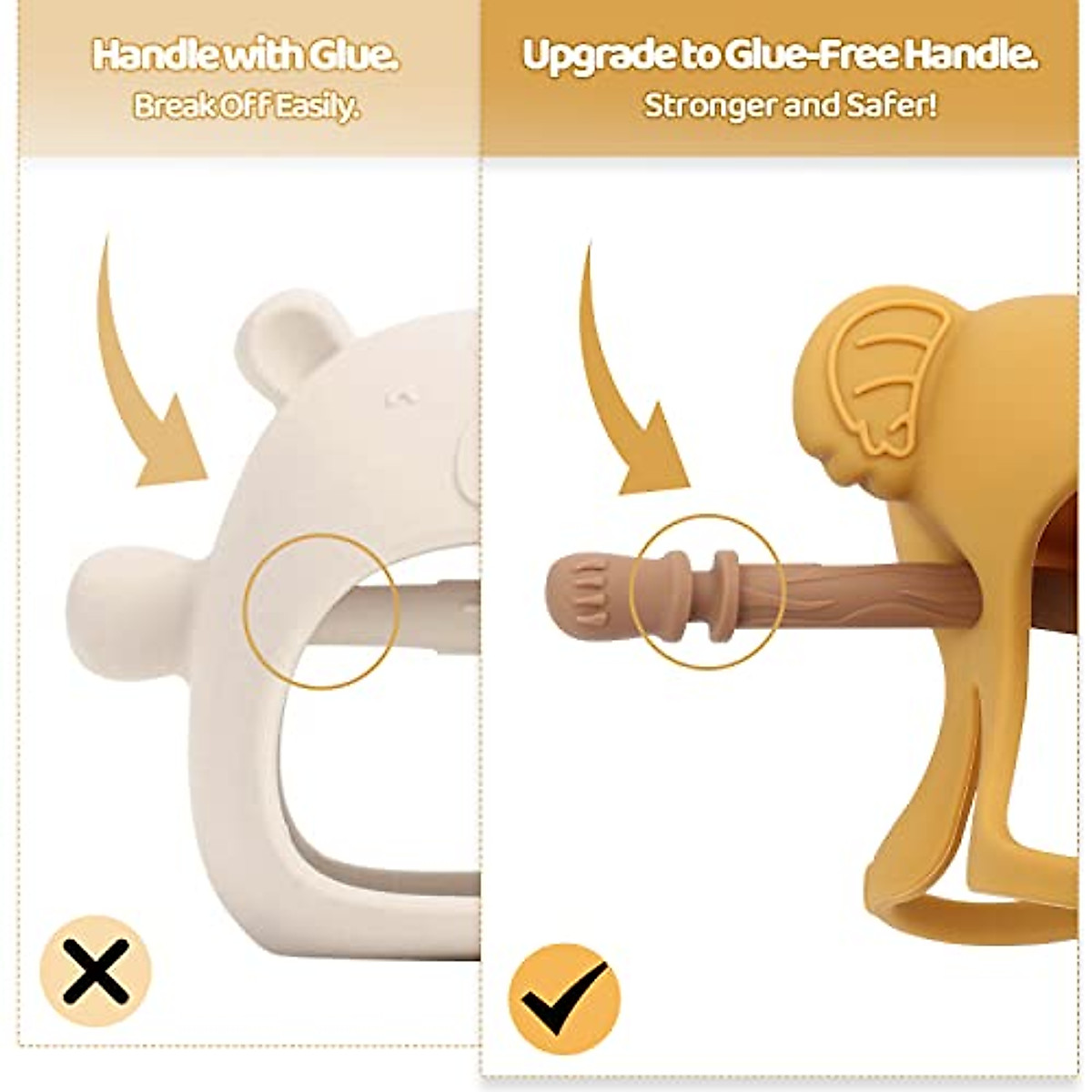 Baby Teething Toys, Koala Teethers for Babies 0-6 Months, Glue-Free Handle, Never Drop Silicone Teethers for Babies, Hand Teethers, Infant Toys, Soothing Pacifier for 1+ Months Infants Babies