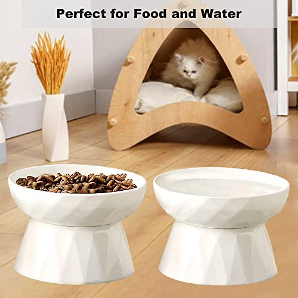 Kopmath Cat Water Fountain, Automatic Pet Drinking Fountain, 4 Different Height Circulation Bowls for Multiple Pets, Ultra-Quiet Water Dispenser with Filters, 2.8L /94 oz, Easy to Install & Clean