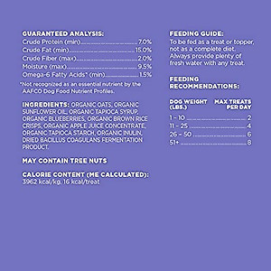 Amazon Brand - Wag Expedition Human Grade Organic Granola Bites Dog Treats, Non-GMO, Gluten Free, Oat & Blueberry, 10oz