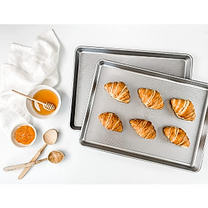 USA Pan Nonstick Quarter Sheet Pan Set of 2 and Half Sheet Baking Pan and Bakeable Nonstick Cooling Rack Set