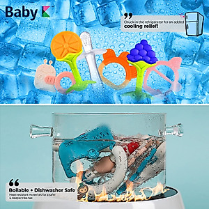 BABY K Baby Teething Toys Set 10 Pcs (Pink) - Teething Mitten for Infants - Freezable Teething Toys for Gum Relief - Sensory Toys for Babies with Soft Nubs - Teething Mittens for Babies 0-6 Months