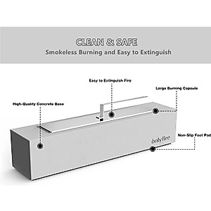 Onlyfire Tabletop Fire Pit with Extinguisher & Wool Wick, 18” Smokeless Portable Fireplace Clean Burning, Concrete Fireplace for Indoor & Outdoor, S’More Maker, Home Decor Gift, Rectangular, White
