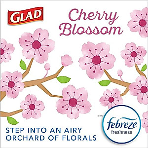 Glad Odorshield Small Drawstring Trash Bags, 4 Gal, Pink, Cherry Blossom, 80 Ct, Pack May Vary