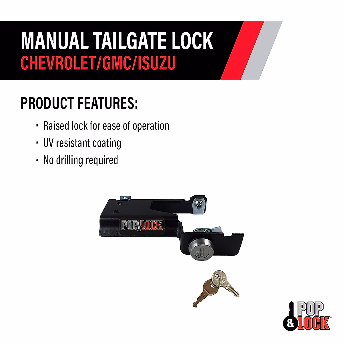 Pop & Lock PL1600 Black Manual Tailgate Lock for Chevy/GMC/Isuzu