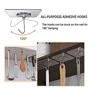Wall Hooks for Hanging, Heavy Duty Adhesive Hooks, 20 Pack Removable Sticky Ceiling Hooks, Transparent Self Adhesive Shower Hooks,Water & Oil Proof Strong 22lb(Max) Door Coat Hooks