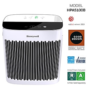 Honeywell InSight HEPA Air Purifier with Air Quality Indicator for Medium-Large Rooms (190 sq ft), White - Wildfire/Smoke, Pollen, Pet Dander, and Dust Air Purifier