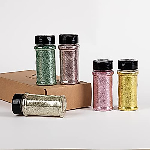 Extra Fine Glitter,5 Colors Glitter Pack,283g/10oz Craft Glitter Powder for Resin,Slime,Nail,Tumbler (5 Light Metallic Colors)