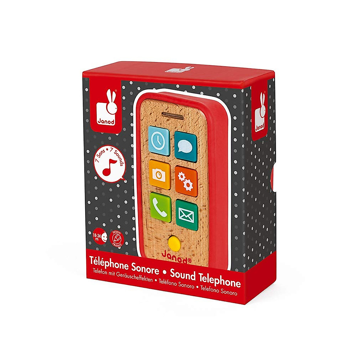 Janod Pretend Play Sound Telephone - Ages 18 Months+ - J05334