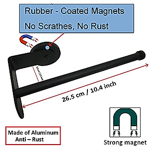 Magnetic Towel Bar Towel Holder Towel Rack Towel Rod Hand Towel Ring Towel Hook Hanger for Refrigerator, Kitchen Stove, Oven, Dishwasher, Laundry Washing Machine Or Steel Metal Surface,Black