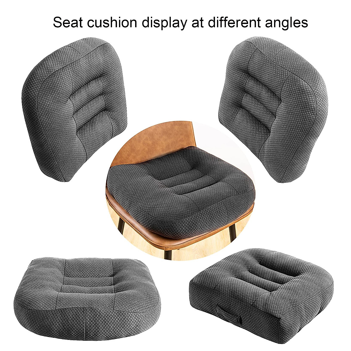 Car Booster Seat Cushion, Heightening Height Boost Mat, Breathable Mesh Portable Car Seat Pad Angle Lift Seat Cushions for Car, Office,Home, Grey 15.7x15.7x4.7inch