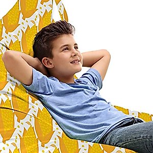 Ambesonne Cartoon Lounger Chair Bag, Natural Theme Milk Boiled Corns Pattern in Repeating Style on Plain Background, High Capacity Storage with Handle Container, Lounger Size, Orange Mustard