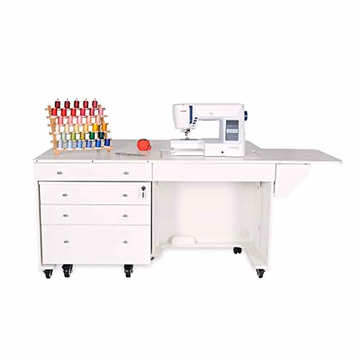 Arrow K8811 Kangaroo Sewing Cabinet for Sturdy Sewing, Cutting, Quilting, and Crafting with Joey II 3 Drawer Storage Cabinet, Portable with Wheels, White Ash Finish