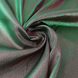 Two Tone Iridescent Fabric Metallic Thread Color Changing for Sewing Costume Gown (Green Red Blending) 50 Inches Wide, 4 Yards