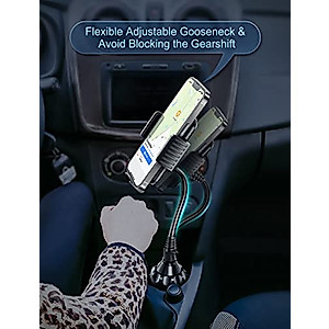 TOPGO [Upgraded] Cup Holder Phone Holder for Car, Car Cup Holder Phone Mount Universal Adjustable Gooseneck Cup Holder Cradle Car Mount for Cell Phone iPhone,Samsung,LG (Black)
