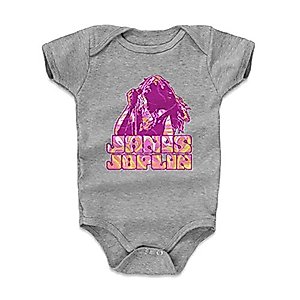 500 LEVEL Janis Joplin Baby Infant One Piece Bodysuit (12-18 Months, Heather Gray) - Janis Joplin Sixties P WHT