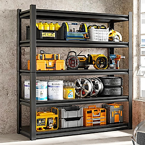 72" H Garage Shelving Unit, Garage Storage Shelves 2500LBS Heavy Duty Shelving, Adjustable 5 Tier Metal Shelving Utility Shelf, Storage Rack for Industrial, Warehouse, Basement (16" D*36" W*72" H)