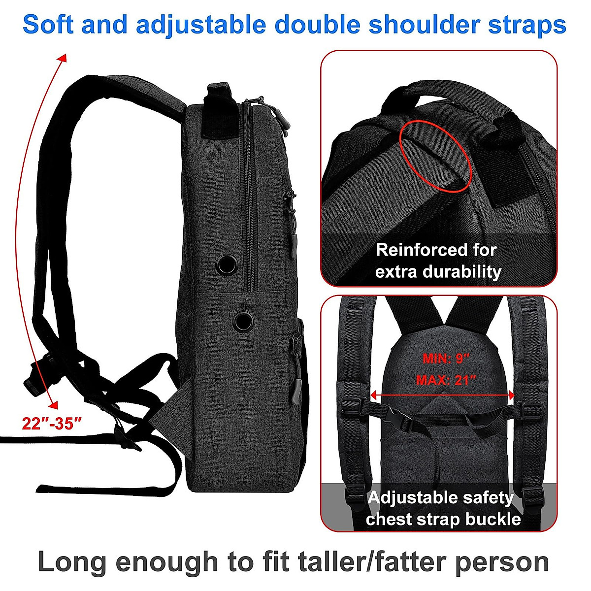 iGuerburn Oxygen Tank Backpack for Small Size M2, A/M4, ML6, B/M6, M7, C/M9, Portable Oxygen Backpack O2 Tank Holder Carrier (Not for D Tanks) - Black