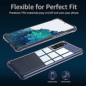 KIOMY Galaxy S20 FE 5G Clear Case & 2 HD Tempered Glass Protectors - Anti-Yellow Hard PC & Soft TPU Shockproof Bumper