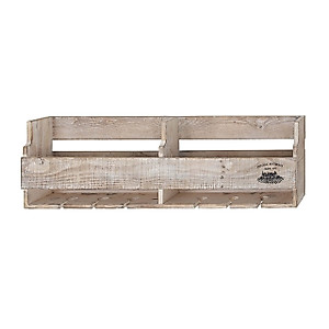 Deco 79 Wood 10 Bottle Wall Wine Rack with 6 Glass Holder Slots, 36" x 5" x 11", Brown