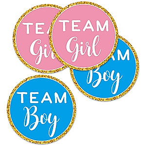 Mr.Mug Gold Gender Reveal Stickers- 80 Pack Team boy and Team Girl Baby Shower Sticker Labels, Perfect Gender Reveal Party Supplies, 2 Inch.