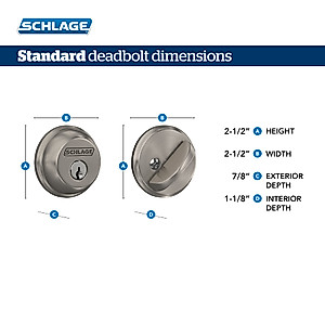 Schlage B60 N 619 Deadbolt, Keyed 1 Side, Highest Residential Security, Satin Nickel