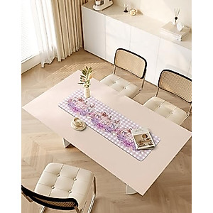 Heat Resistant Mats for Countertop, Hello Autumn Thanksgiving Pumpkins Pink Plaid Waterproof Non-Slip Mats Kitchen Counter Protector, Rolled Up Kitchen Counter Mat for Air Fryer, Oven, Microwave