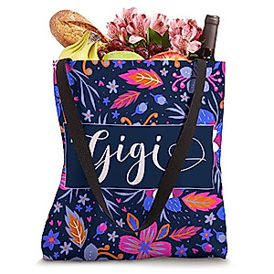 Personalized Gigi Grandkids Floral Flower Colorful Pattern Tote Bag