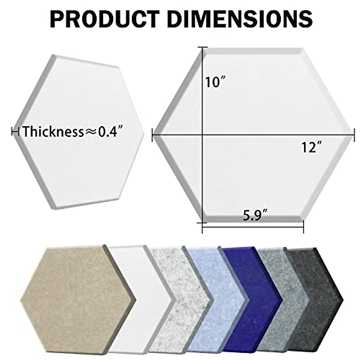 SHJADE Acoustic Panels Hexagon Self-Adhesive, 12 Pack Soundproof Wall Padding, 12" X 10" X 0.4" Absorption Panel Used in Home and Offices(Grey)