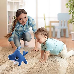 Shark Dog Plush Toy, Shark Puppy Stuffed Animal Doll Gifts for Baby, Kids, Boys, Girls, Blue, 11inch