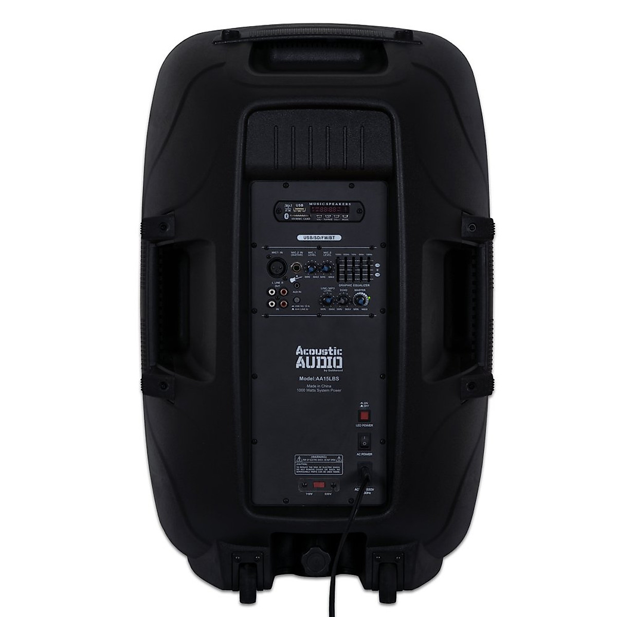 Acoustic Audio by Goldwood AA15LBS 15 Inch 1000W Bluetooth LED Speaker System (2 Pack) with RCA25 Pro Audio 25 Foot Stereo Cables, Red & White