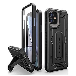 ArmadilloTek Vanguard Case Compatible with iPhone 11 (6.1 inches) Military Grade Full-Body Rugged with Kickstand and Built-in Screen Protector (Black)