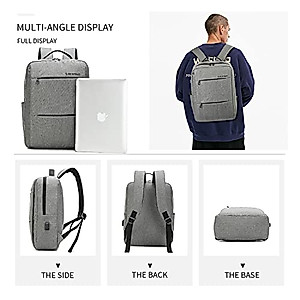 BE SAMRT Laptop Backpack, Business Slim Durable Laptops Travel Backpacks with USB Charging Port, Waterproof College Backpack Computer Bag Gifts for Men & Women Fits 15.6 Inch Notebook (Black)