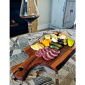FEATHERLEE - Extra Large Premium Natural Live Edge Acacia Charcuterie Cheese Board Serving and Cutting Tray with Handle