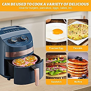 Forsaken Air Fryer Egg Mould Air Fryer Egg Pan 3 Cavity Silicone Poached Egg Moulds for Air Fryer Round Muffin Tray Muffin Moulds Air Fryer Muffin Pan Non Stick Easy to Clean Multifunctional