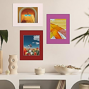 eletecpro 5 Pack Acid-Free Picture Mats Set, 11x14 Inch Core Bevel Cut Mats, Backing Boards, Clear Bags for Framing 8x10 Inch Photos, Artwork, Prints, Display and Preserve Cherished Pictures